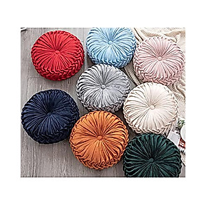 HLOVME Round Velvet Pillow for Couch Small Handmade Decorative Throw Pillow for Bed Bedroom 13.7” Pink