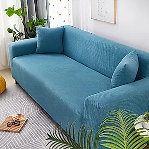 IMYOGI High Stretch Sofa Covers Stretch Sofa Cover Soft Couch Covers Stylish Anti Slip Sofa Slipcovers Machine Washable Furniture Protector for Living Room -blue-1-4 Seater(235-310cm)