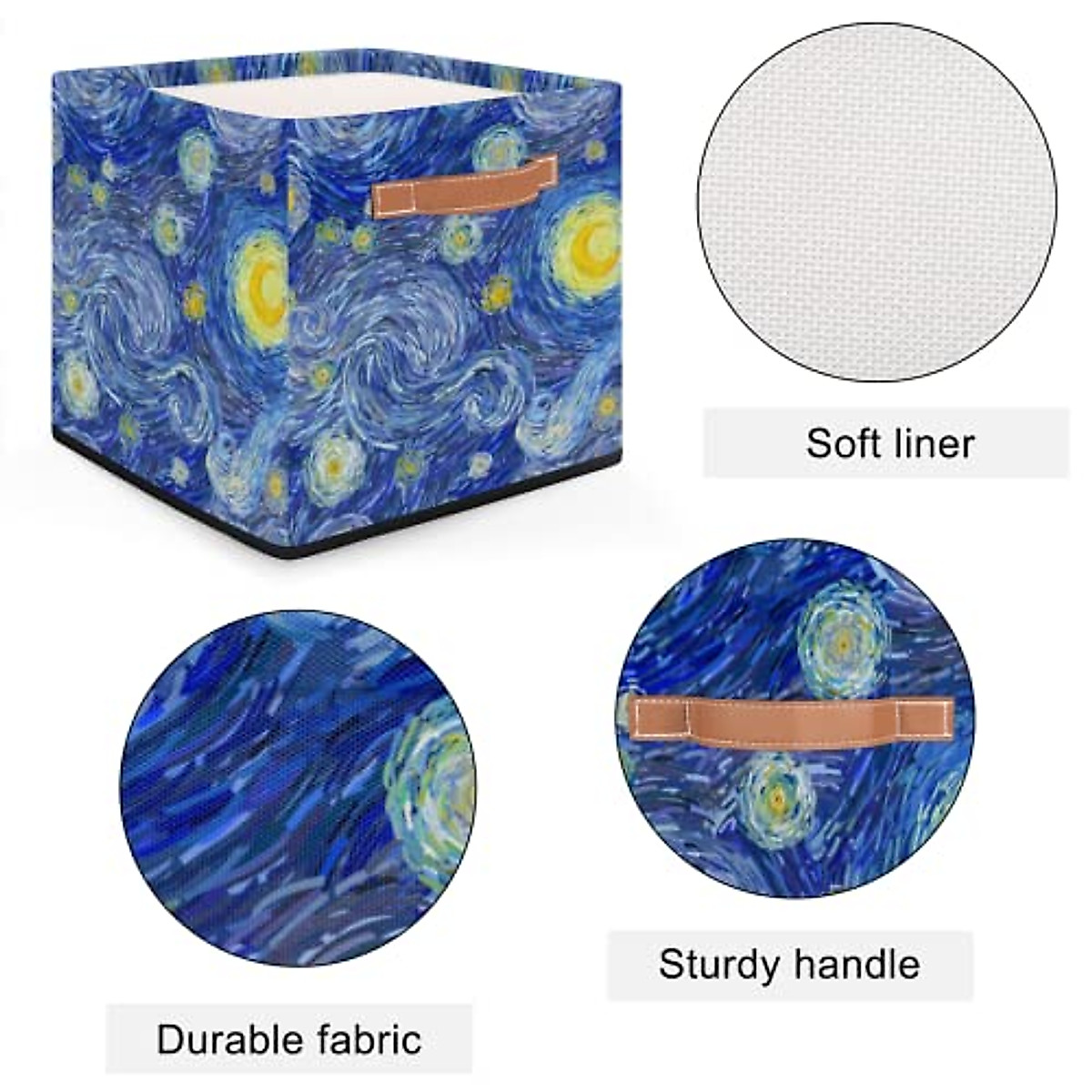 AUUXVA Storage Cube Bin Starry Sky Large Storage Cube Basket 13×13In, Collapsible Storage Bin With Handles, Fabric Storage Box For Closet Shelves Nursery Toys Home Organization