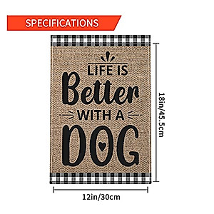 Moslion Garden Flag Home Banners Outdoor Decor Lawn (12.5 x 18 Inch, Life Is Better With A Dog Garden Flag)
