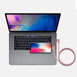 Quickeep Lightning Cable 10ft 90 Degree iPhone Charger 3 Pack Right Angle iPhone Charging Cable Nylon Braided Fast Charge Cord Compatible with iPhone 14/13/12/11/ XS/XR/X/8/7/6 (Rose Gold)