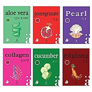 Merry Youth Korean Skin Care Face Masks Sheet - Facial Natural Ampoule Set (pack of 6) - Skincare Treatment Beauty Products for Women, men, teen girl - Hydrating Moisturizer