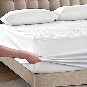 LUX Decor Twin Mattress Pad - Quilted Elastic Fitted Mattress Cover Protector Upto 16 Inches Deep Pocket - Soft Breathable Noiseless Mattress Topper (39 X 75)