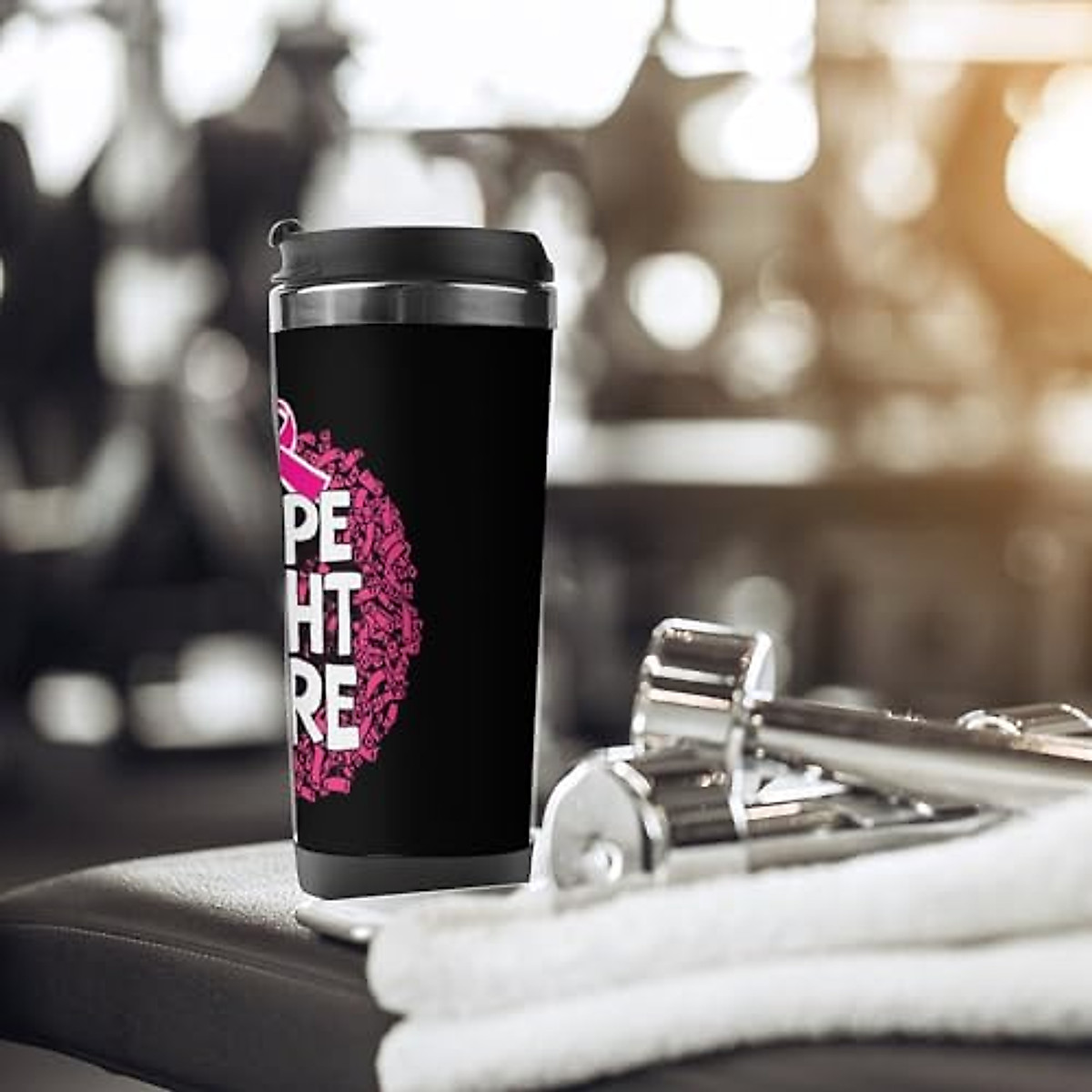 Hope Fight Breast Cancer Travel Coffee Mug Reusable Insulated Drinking Cup with Lid for Home Outdoor Works 13 Oz