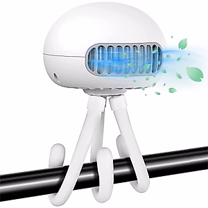 Baby Stroller Fan with 3 Speeds, 4000mAh Portable Silicone Handheld Fan Mini Personal Clip On Fan with Flexible Tripod, Car Seat Baby Fan Battery Operated Rechargeable USB Fan Bladeless Fan for Baby