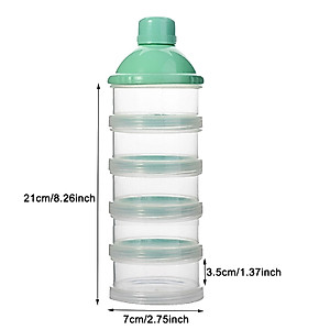2 PCS 5 Layers Baby Milk Powder Dispenser, Milk Powder Pots, Formula Dispenser Portable Milk Powder Formula Dispenser Container Pot Box Milk Cans Snack Storage Box for Travel (Green + Green)