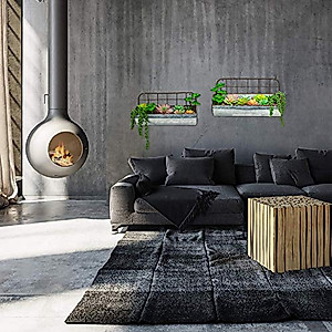 ANDRA DECOR Galvanized Metal Industrial Wall Storage Holder,Hanging Planters,Farmhouse Hanging Organizer,Decorative Wire Back Wall Rustic Tin Shelves,Set of 2