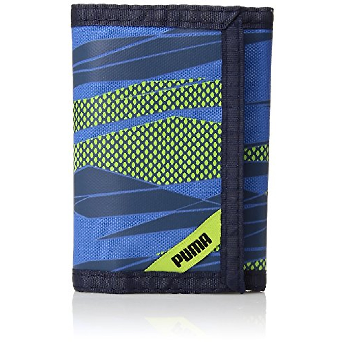 PUMA Kids' Little Rise Trifold Wallet, Navy/Green, One Size
