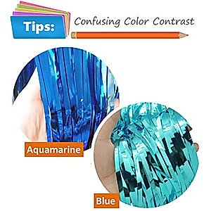Moohome 4 Pack 3ft x 8ft Aquamarine Foil Fringe Curtain, Tinsel Door Fringe Backdrop Curtain for Birthday Wedding Engagement Graduation Celebration Bachelorette Party Decorations