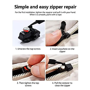 6 Sets 2 Sets Small, 2 Sets Medium, 2 Sets Large Replaceable Zipper Head for Clothing Bags, Travel Bags, Wallets, Tents, Golf Bags and Other Zipper Repair