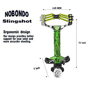NOBONDO Strong Folding Slingshot - Powerful Adjustable SlingShot Rocket with Wrist Brace Hunting Survival Catapult with 2 Rubber Bands and 100 Ammo Balls