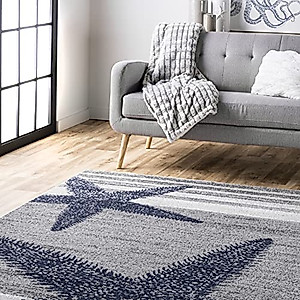nuLOOM Thomas Paul Starfish and Striped Area Rug, 8x10, Grey