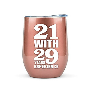 50th Birthday Gifts for Women – 12oz Wine Tumbler Mug – Turning 50, Funny, Unique Gift Idea for Her, Glass, Mom, Happy