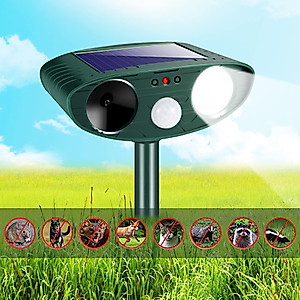 4 PCS Solar Animal Repeller, Ultrasonic Animal Repellent Outdoor with Motion Detection Deer Repellent Cat Rabbit Repellent Deterrent Raccoon Dog Skunk Repellent for Yard Garden Farm