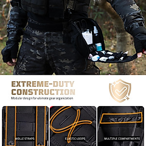 OneTigris IFAK Molle Pouch - Tactical First Aid Bag Medical Admin Pouches Trauma Kit Bag EMT MED Belt Backpack with D-Ring Hook for Outdoor Activities and Emergency Uses (Empty Bag)