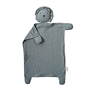 Marlowe & Co Organic Cotton Muslin Lion Lovey Blanket, Organic Cotton Muslin Lion Security Blanket (Sage)
