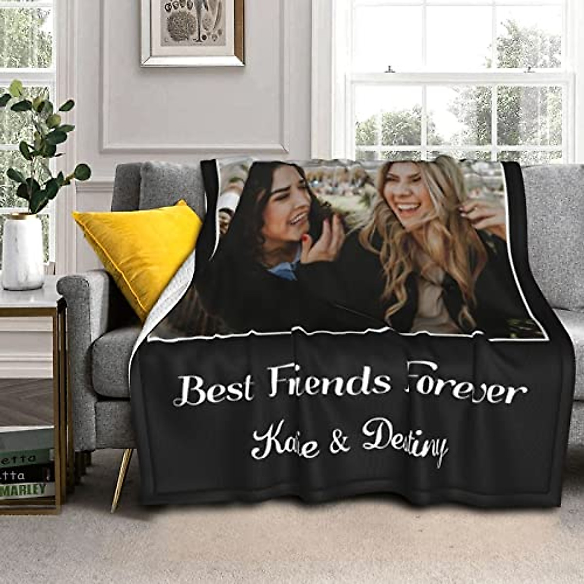 Purefly Best Friend Birthday Gifts, Customize Graduation Gifts for Best Friends Funny Idea, Customize Friendship Gifts Fleece Blanket Bestie for Friend Female Bestie BFF Sister