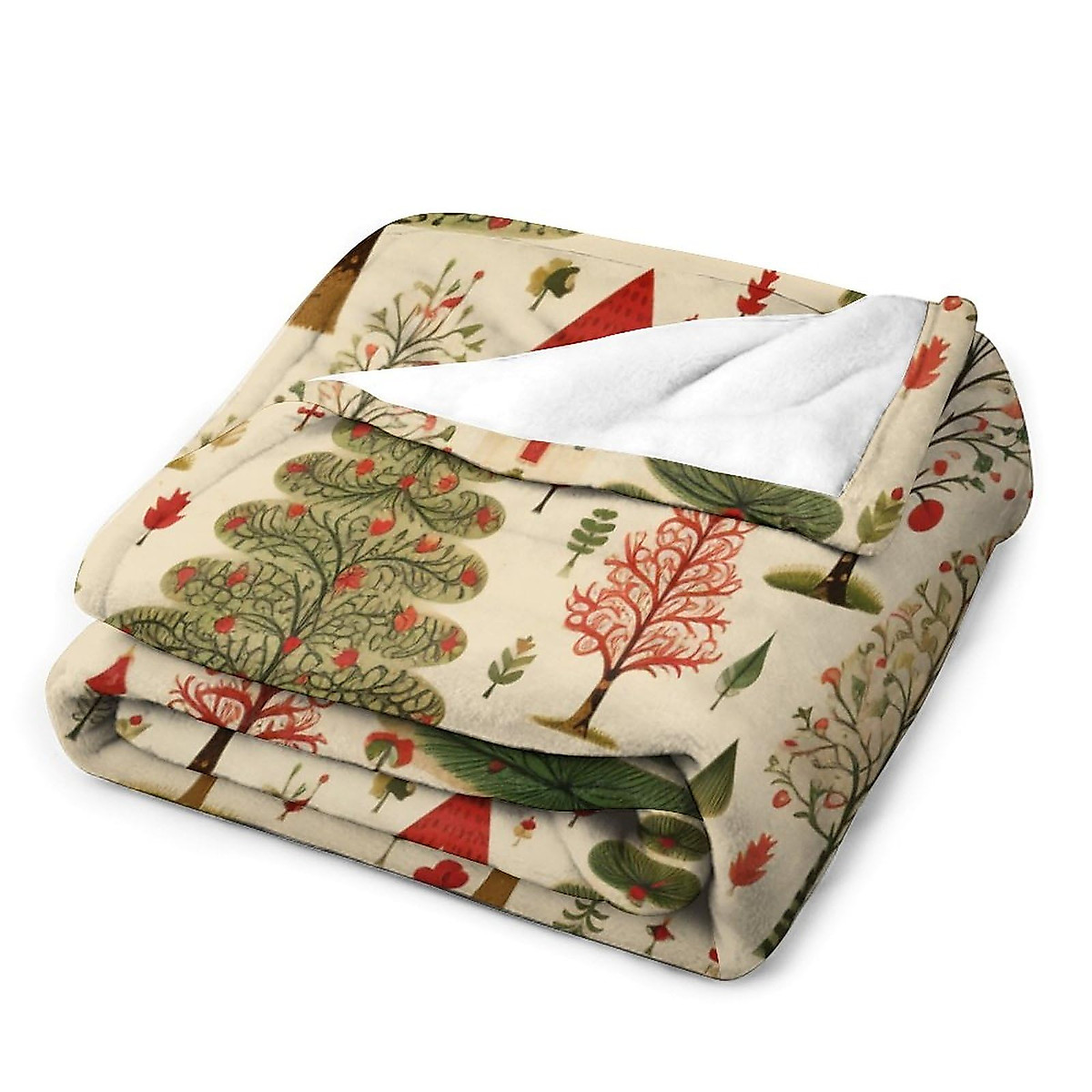 Throw Blankets Vintage Red and Green Christmas Trees Blanket Super Soft Cozy Rustic Style Nature Forest Blanket 40"x50" Couch Sofa Throw Blanket for Girls Birthday Valentines Gifts