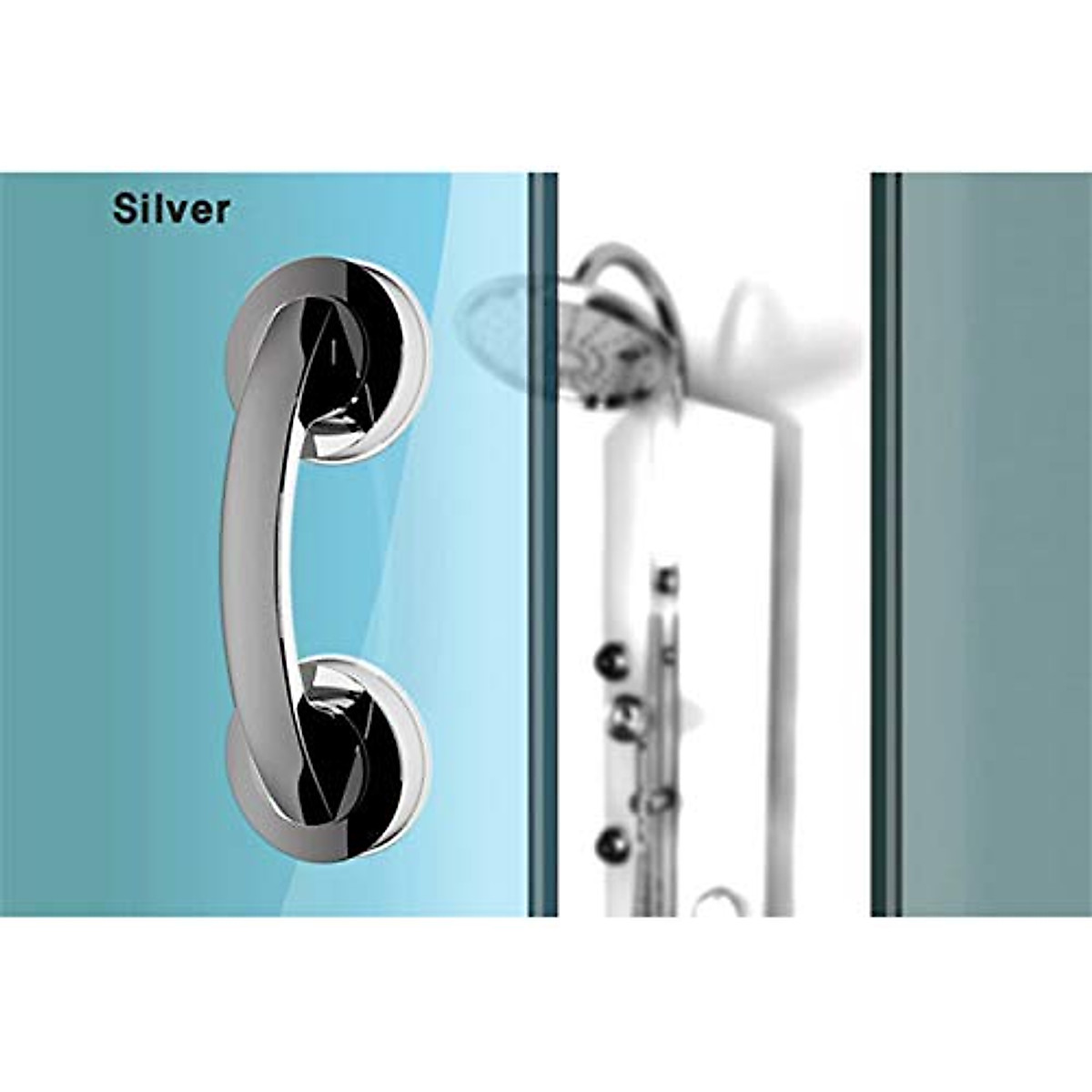 JanTeelGO Suction Grab Bar, Portable Suction Handle Bar Suction Grip Bar for Window Door Drawer Cabinet Mini Fridge Grab Puller (Silver)