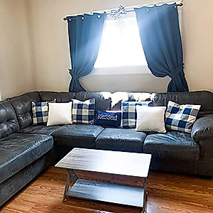 VAKADO 24x24 inch Set of 2 Navy Blue White Buffalo Plaids Throw Pillow Covers Outdoor Farmhouse Retro Decorative Check Cushion Cases Home Decor for Couch Patio Porch Sofa Furniture, Dark Blue