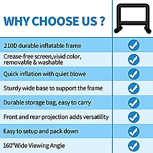 AZXRHWYGS 16 Feet Inflatable Movie Screen Outdoor, Inflatable Projector Screen with Blower Carry Bag - Supports Front and Rear Projection Blow Up Screen for Backyard Movie Night Pool Party