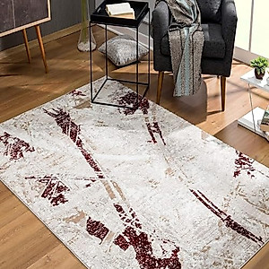 RUG BRANCH Cascade Contemporary Coastal Red Beige Indoor Area Rug for Living Room, Bedroom, Dining Room, and Kitchen - 8' x 10' (7'9" X 10'9")