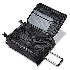 American Tourister Zoom Turbo Softside Expandable Spinner Wheel Luggage, Black, Checked-Medium 25-Inch