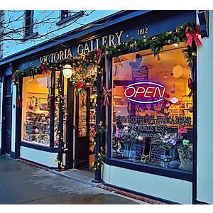 Large LED Neon Open Sign 18"x 8.6" for Business, Powered by USB with ON/OFF Switch Adjustable Brightness Open Neon Lights for Party Bar Salon Hotel Stores Window Wall Decor