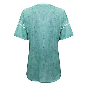 Aniywn Plus Size T-Shirt,Women Summer Casual O-Neck Short Sleeve Printing Patchwork Tunic Tops Basic Shirts Sky Blue