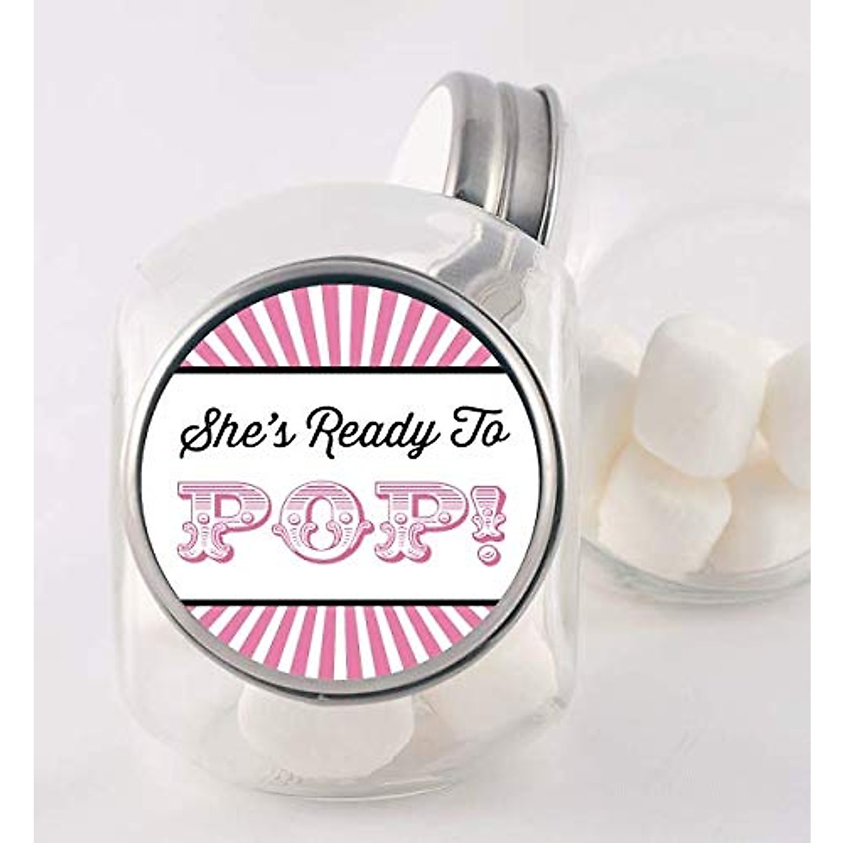 Pink Ready to Pop Baby Shower Stickers | 36 Matte Stickers | 2 Inches Round | Ready to Pop Baby Shower Labels