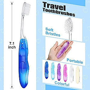 Nuogo 100 Pieces Travel Toothbrushes Folding Tooth Brush Portable Soft Collapsable Toothbrush Bulk for Kids Adult Camping Hiking Travel Supplies, 6 Colors