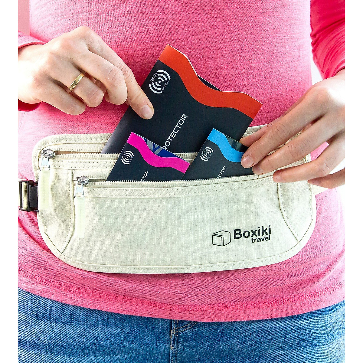 Boxiki Travel Set of 12 RFID Blocking Sleeves Best way to Protect your Cards from Electronic Theft. Durable, Lightweight and Compact Design to fit in any Pocket or Purse. (Navy Blue)