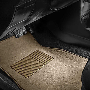 FH Group Car Floor Mat 4 Piece Set Driver's Seat with Heel Pad Deluxe Front 66 x 43 cm Rear 32 x 43 cm Beige