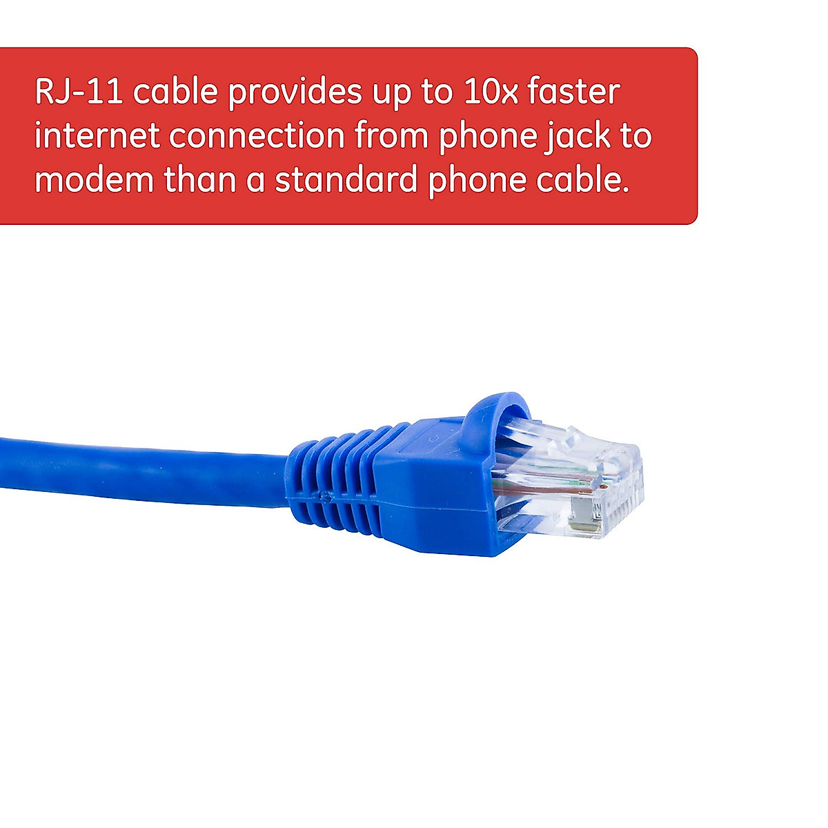 GE RJ11 High Speed Modem Cable, 14ft, 10x Faster than Standard Cable, Blue 35288