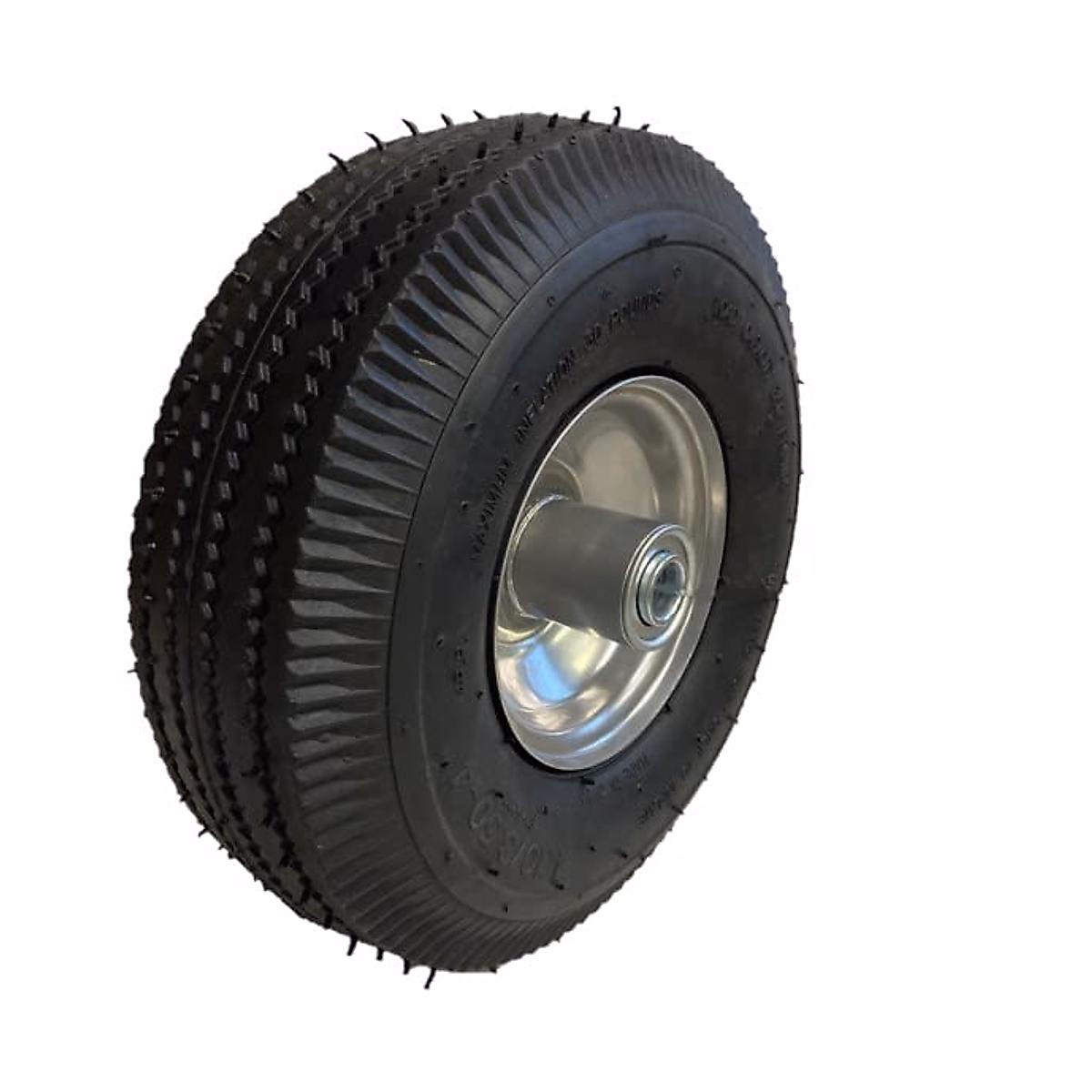 Harper Trucks 10" Pneumatic, 5/8" B.B, 2 1/4" Offset Hub, Replacement Wheel for Hand Truck or Dolly, 4.10/3.50-4 Silver/Black Chrome (4.5 x 3. inches /1 x 0 inches, 2 inches