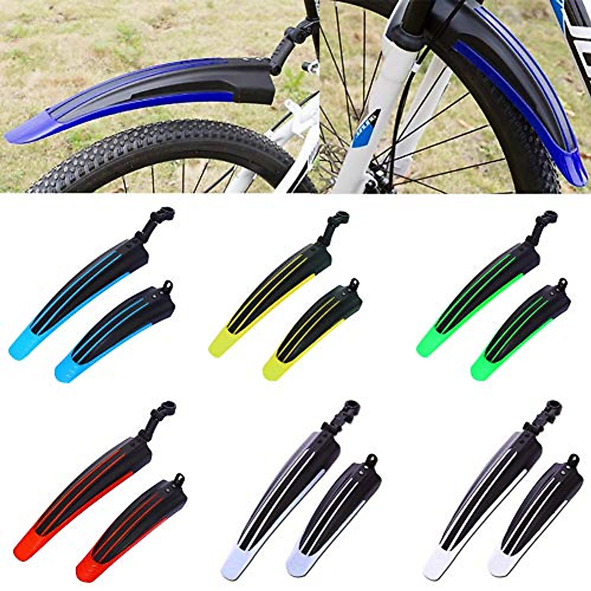 Opla3ofx 1 Pair Stylish Road Mountain Bicycle Mudguards, Mountain Bike Mud Tiles, Lightweight Front Rear Mud Guards Bicycle Mudguards Set for Tire Mountain Bike Black Dark Blue