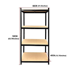 Qimu 4-Tier Storage Shelf Heavy Duty Storage Shelving Unit Garage Organization Storage Rack,Boltless Shelving Unit for Free Combination, 162(H) x 80(W) x 40(D) cm