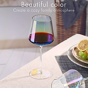 Physkoa Red Wine Glasses Set of 6 - Iridescent Crystal Wine Glass Rainbow Wine Glasses for Wine Tasting, Wedding Gift, Anniversary, Christmas, Birthday ，Mothers Day Gift