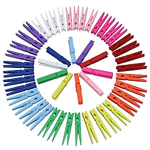 Colored Clothespins 50 PCS， 2.9Inch Natural Birchwood Clips,10 Color Each 5Pcs Crafts Pegs Photos Pictures Decoration Clip Clothing Hanging Closepins，Multipurpose Clothes Pins (50Rainbow Color)