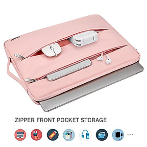 V Voova Laptop Sleeve Carrying Case 13 13.6 Inch for MacBook Air 13 M3/M2/M1 2020-2024, MacBook Pro 13, IPad Pro 12.9, Waterproof Slim Computer Cover Bag with Handle for Women, Sakura Pink