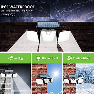 VICSOU 265 LEDs Solar Lights Outdoor, Upgraded Motion Sensor Security Light, 3 Adjustable Heads Spotlight 270° Wide Angle Super Bright Waterproof Flood Light for Garden Garage Patio Yard (2 Pack)