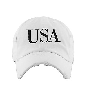 USA Trump Vintage Baseball Cap Embroidered Cotton Adjustable Distressed Dad Hat White