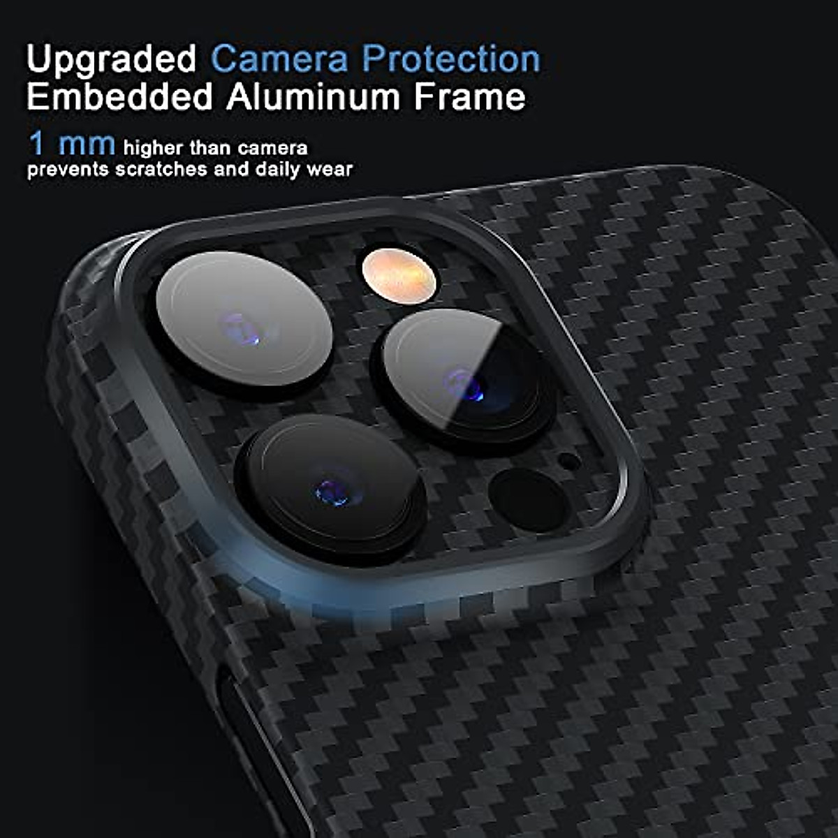 memumi Real Aramid Fiber for iPhone 14 Pro Max 6.7" Case, Sturdy Durable Carbon 0.5 mm Slim Fit for iPhone 14 Pro Max Carbon Fiber Thin Case [ Aramid Fiber] with Military-Grade Drop Protection Black