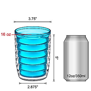 Amazing Abby - Arctic - 16-Ounce Insulated Plastic Tumblers (Set of 4), Double-Wall Plastic Drinking Glasses, Mixed-Color Reusable Plastic Cups, BPA-Free, Shatter-Proof, Dishwasher-Safe