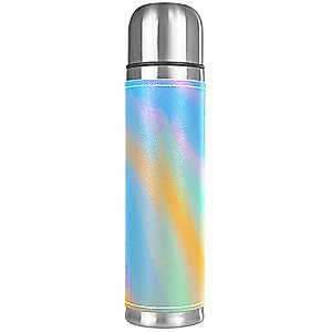 Stainless Steel Leather Vacuum Insulated Mug Psychedelic Thermos Water Bottle for Hot and Cold Drinks Kids Adults 16 Oz