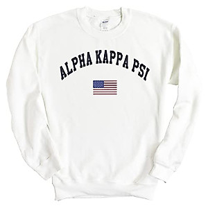 Alpha Kappa Psi Traditional Flag Sweatshirt - Fraternity Crewneck Sweatshirt White