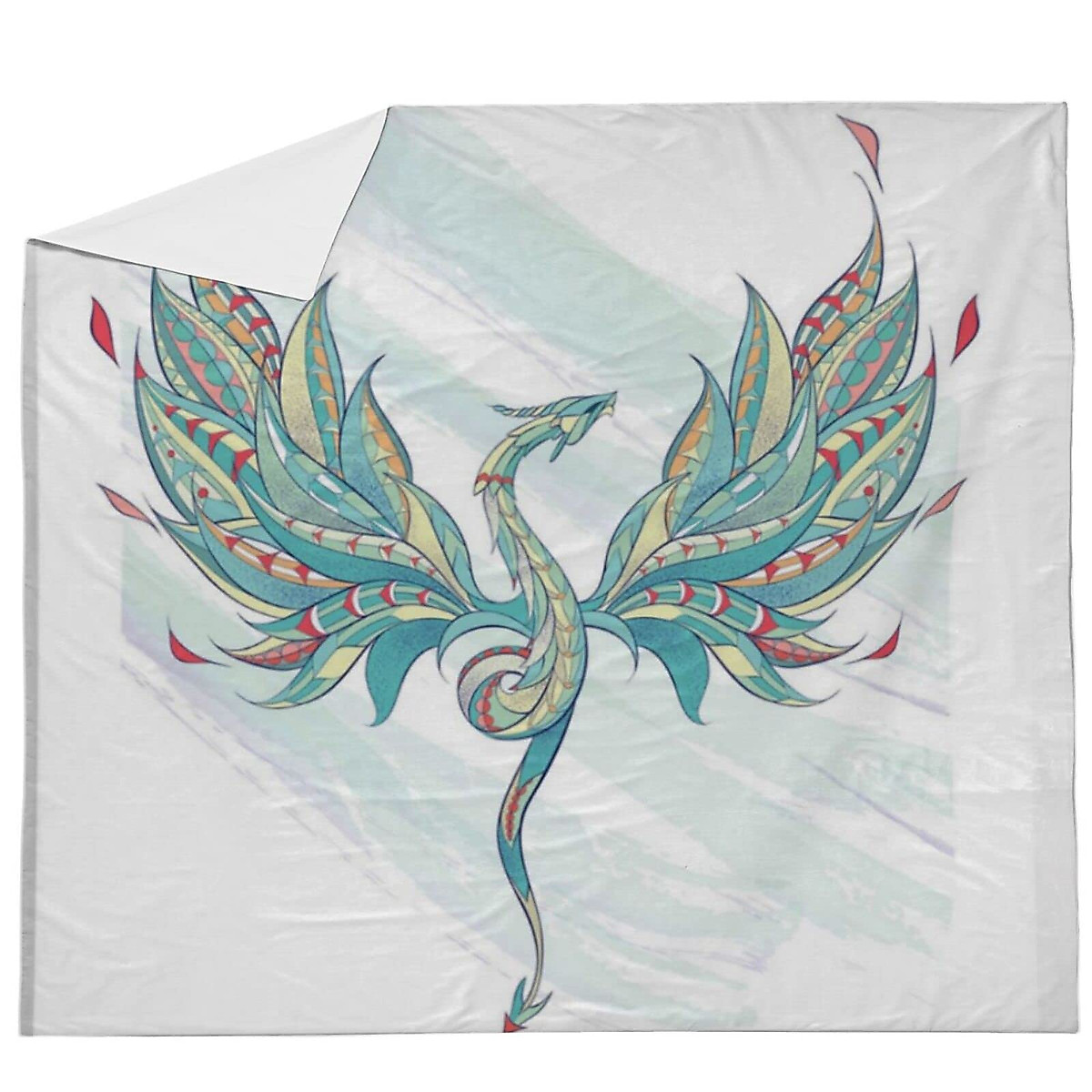 Yaofuren Dragon Theme 3 Pieces Duvet Cover Set Queen Size，Bedding Serpent Fantasy Art Print Duvet Cover，Soft Printed Design Zipper Comforter Cover with Ties and 2 Pillow Shams （Multicolor，Queen）