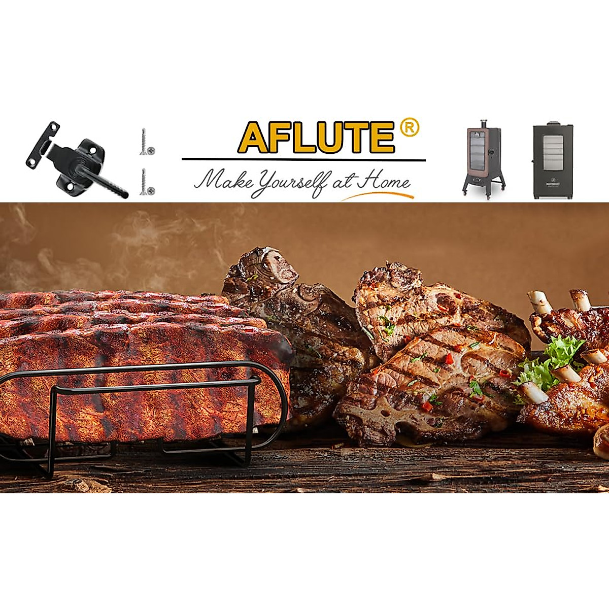 Smoker Door Latch for Pit Boss 1077, Rustproof Smoker Lid Clamp with Screws 4pcs, Smoker Leaf Latch for Cuisinart/Pit Boss Pro Series II 4 / Masterbuilt Electric Smoker Replacement Parts Latch Kits