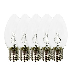 HUAZHQING 25 Pack 120V 7W Incandescent C9 Replacement Bulbs for Indoor and Outdoor Patio Decor, Clear Christimas Incandescent Light Bulbs for E17 Intermediate Screw Base Socket, Steady on Night Light