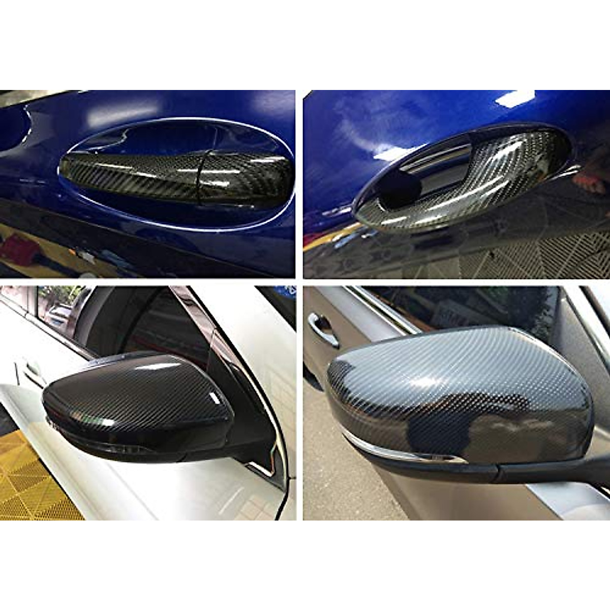 6D Carbon Fiber Vinyl Self Adhesive Film, High Gloss Black Carbon Fiber Vinyl Wrap Sticker Wrap Roll with Air Bubble (1ft x 5ft)